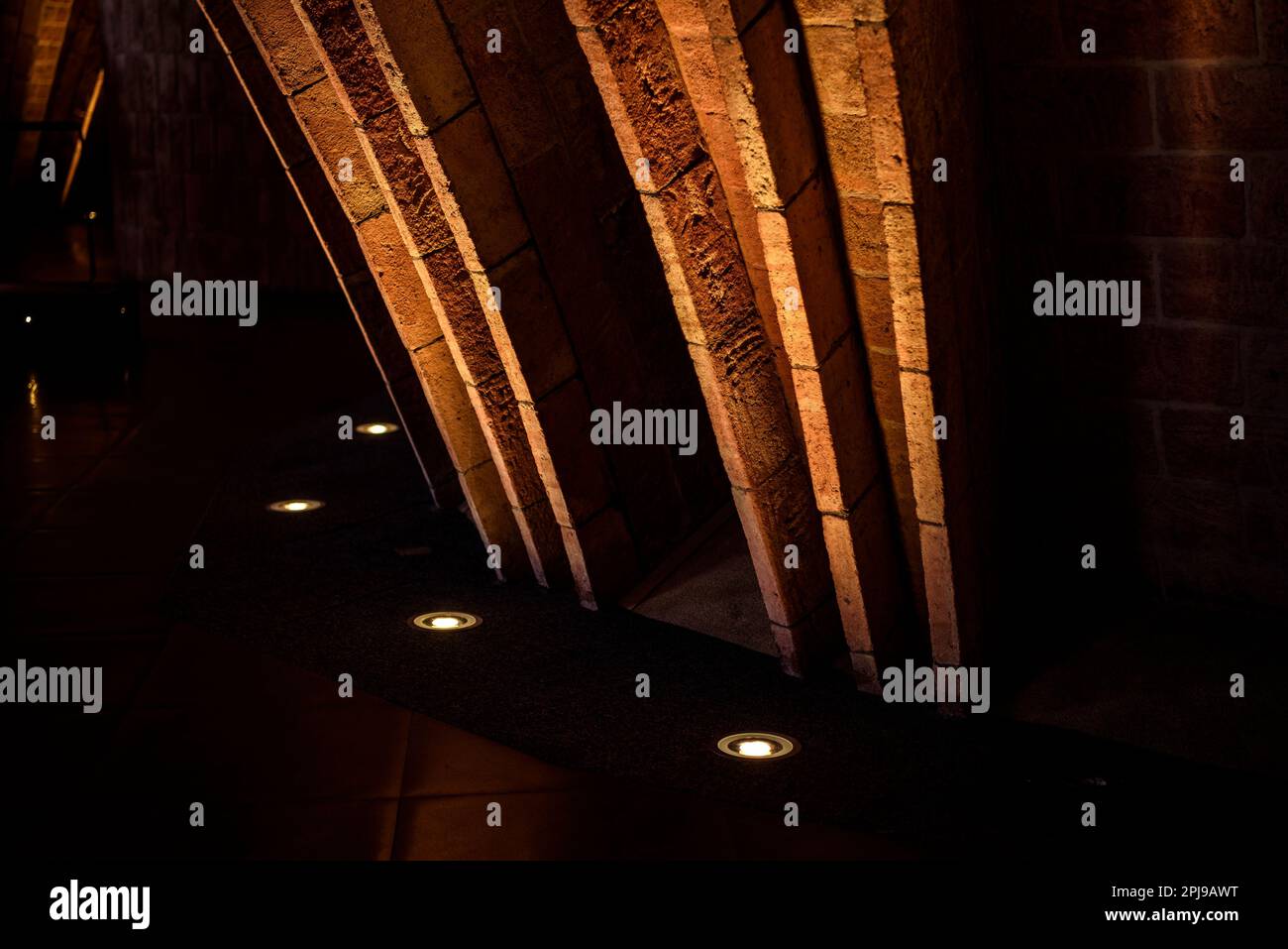 Details of catenary or parabolic arches in the attic of Casa Milà (la ...