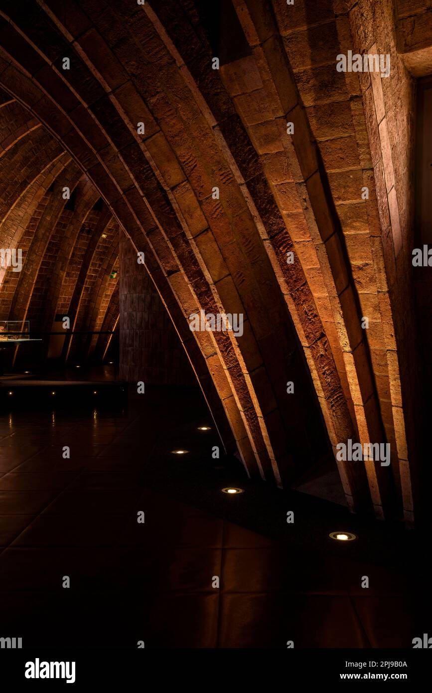 Details of catenary or parabolic arches in the attic of Casa Milà (la ...