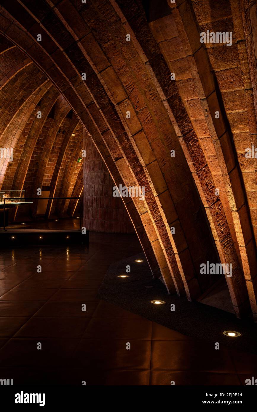 Details of catenary or parabolic arches in the attic of Casa Milà (la ...