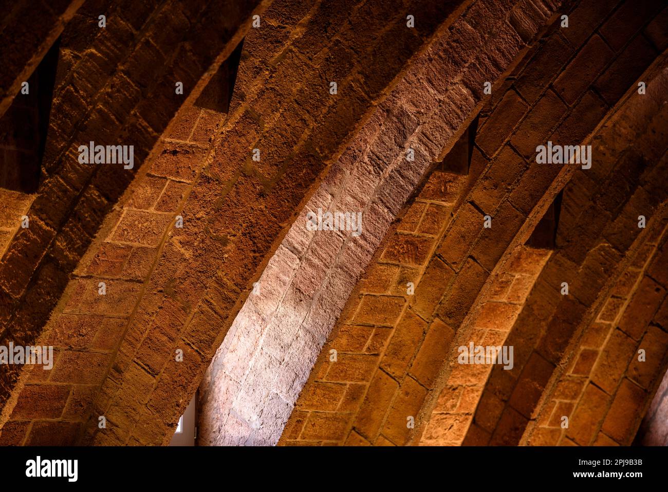 Details of catenary or parabolic arches in the attic of Casa Milà (la ...