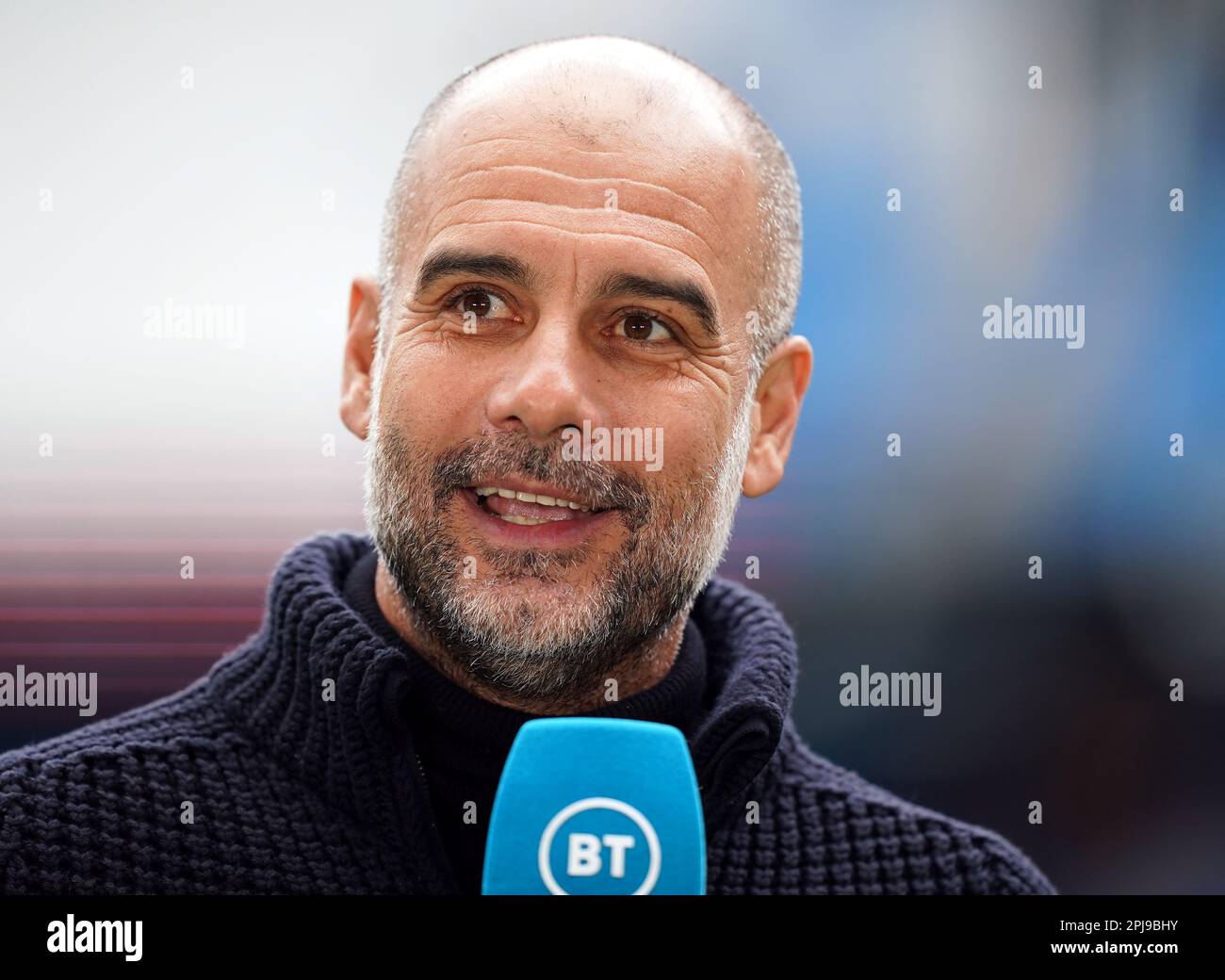 Manchester City manager Pep Guardiola is interviewed by BT Sport ahead ...