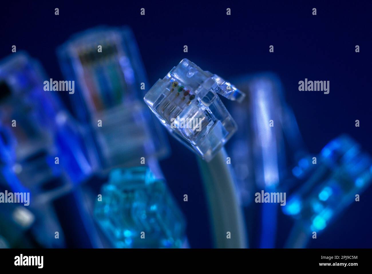 TIPS OF TELECOMMUNICATION COMPUTER CABLES Stock Photo - Alamy