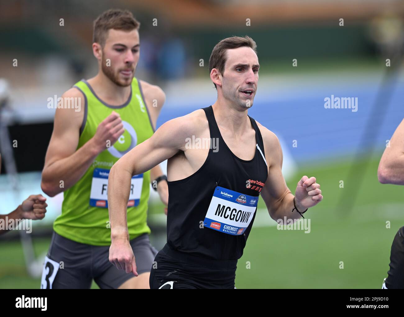 Riley McGown (right) in action in the semi-finals of the Mens 800 ...
