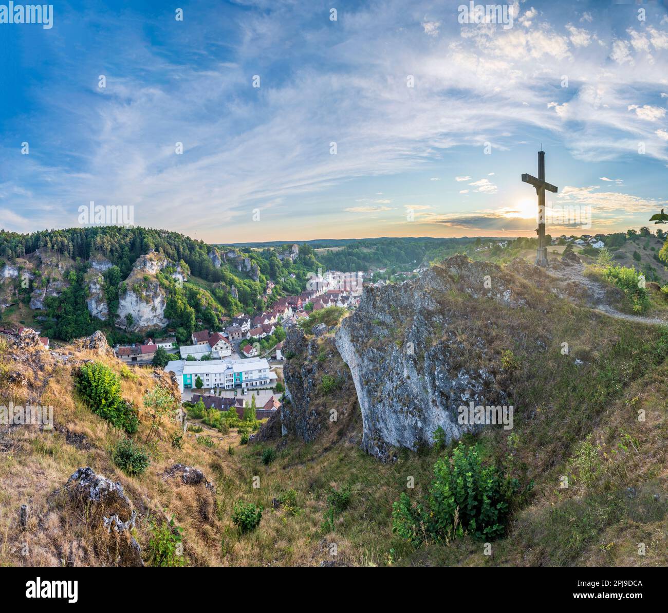 Pottenstein: view to Pottenstein with Pottenstein Castle and church St ...