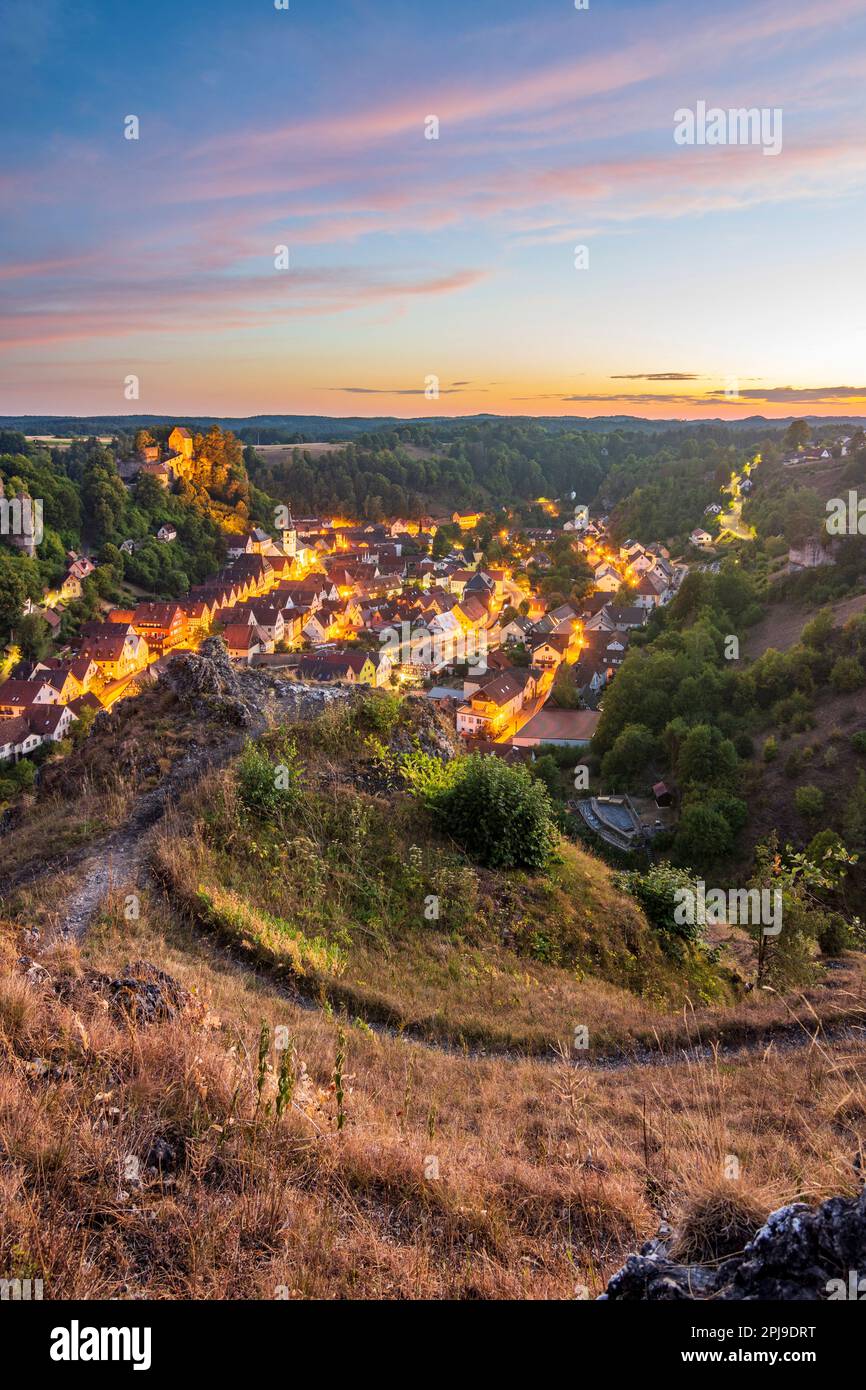 Pottenstein: view to Pottenstein with Pottenstein Castle and church St ...