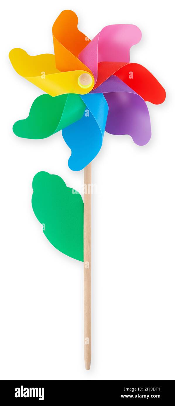 colorful pinwheel top view isolated on white background with clipping ...