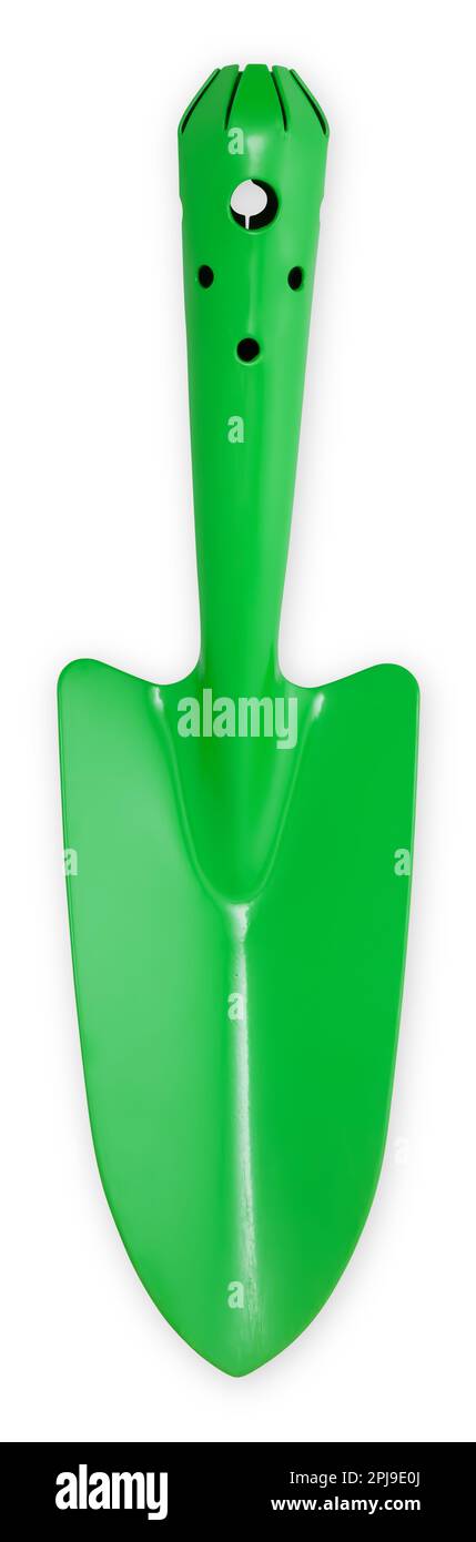 Gardening green metal Trowel tool, top view isolated on white ...