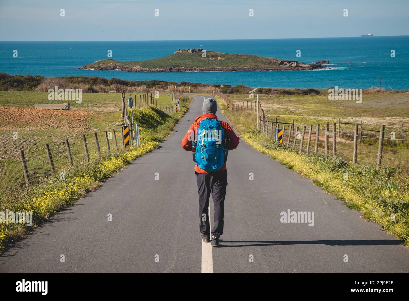 Man full of enthusiasm embarks on his journey along the Fisherman trail ...
