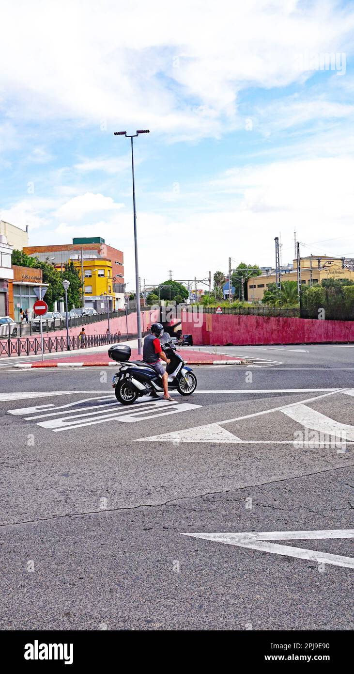 pedestrian underpass and traffic under the train tracks in El Vendrell ...