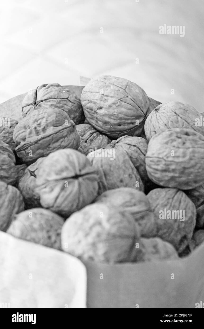 Walnuts nuts Black and White Stock Photos & Images - Alamy