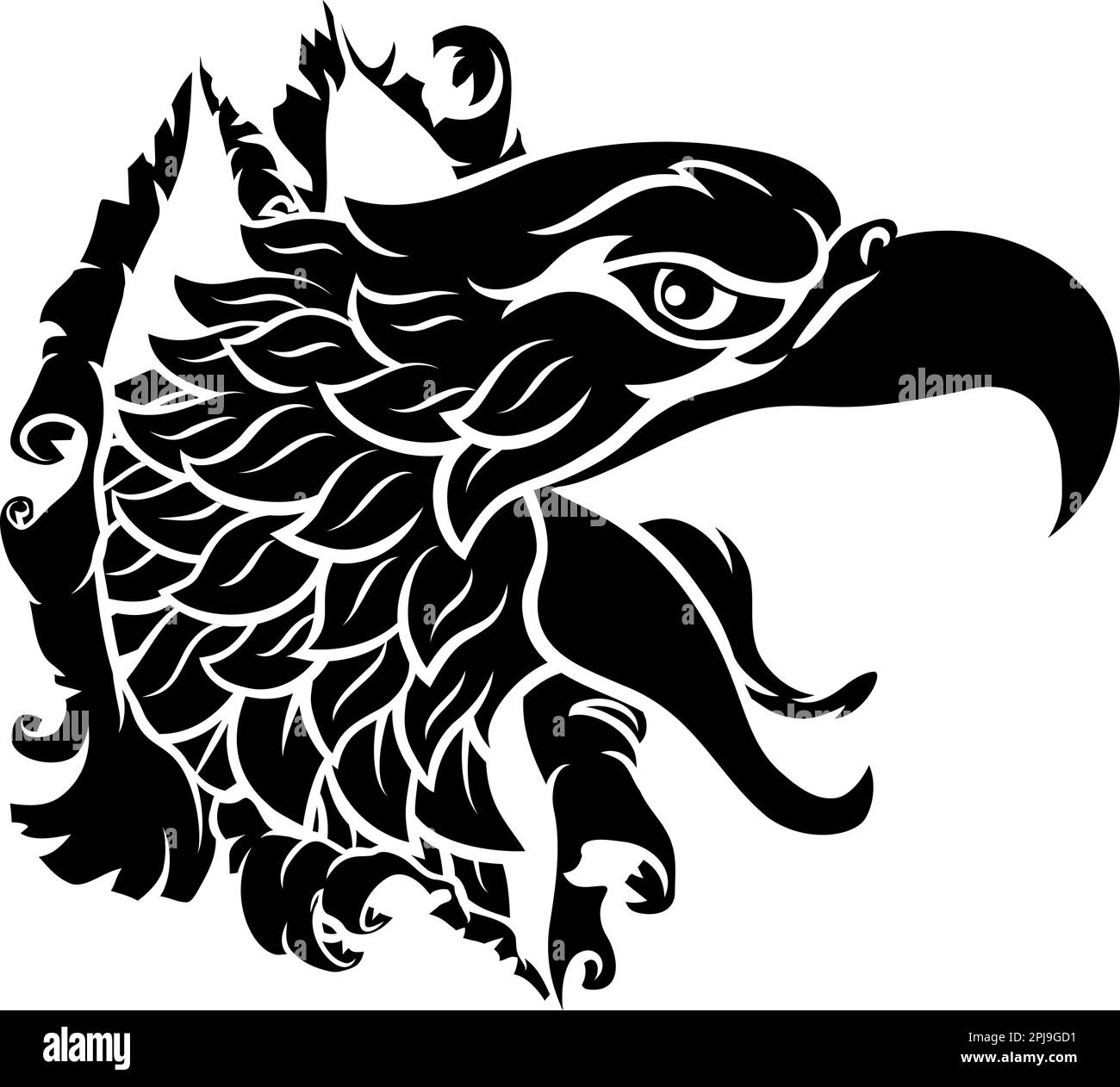 Eagle Hawk Face Head Ripping Tearing Background Stock Vector Image ...