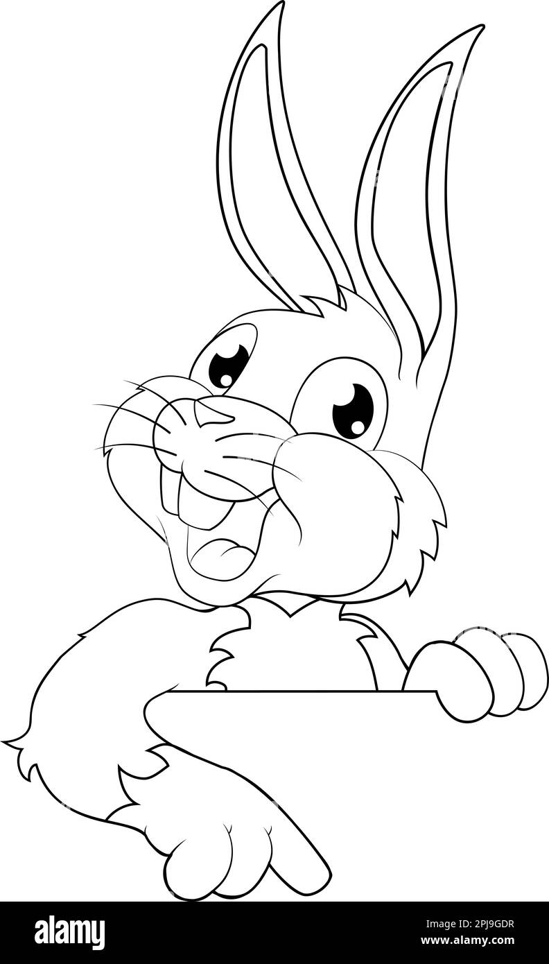Easter Bunny Rabbit Cartoon Character Peeking Sign Stock Vector Image ...