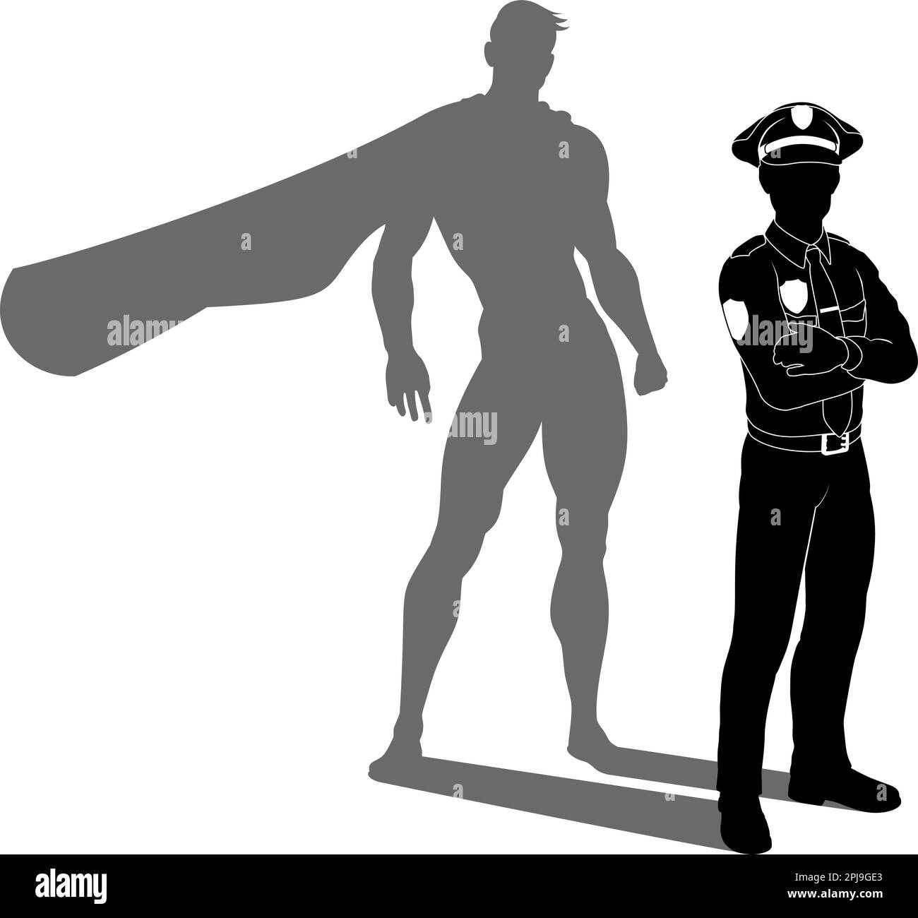 Superhero Police Man Policeman Super Hero Shadow Stock Vector Image ...
