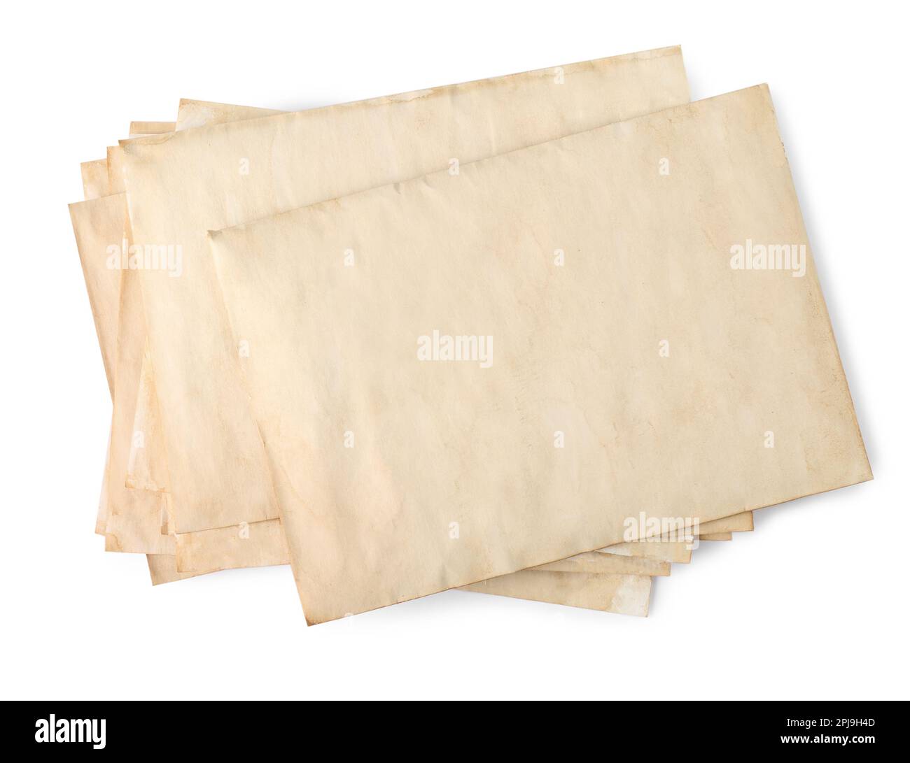 Stack of old letters on white background, top view Stock Photo - Alamy