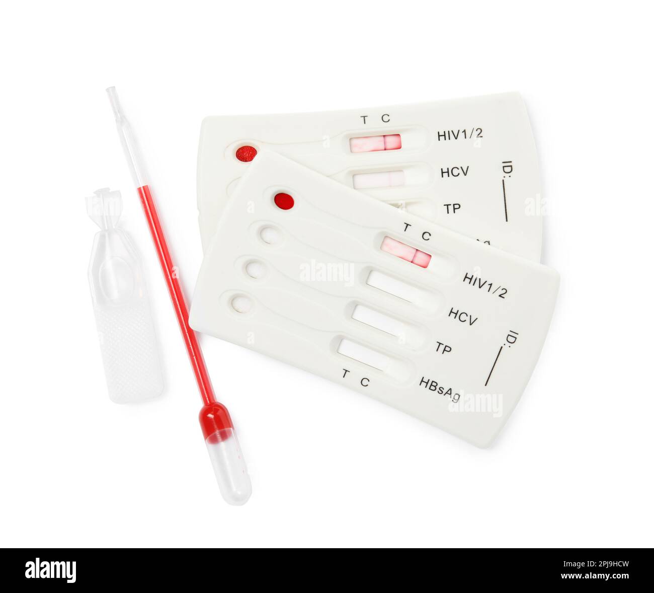 Disposable express hepatitis test kit on white background, top view ...