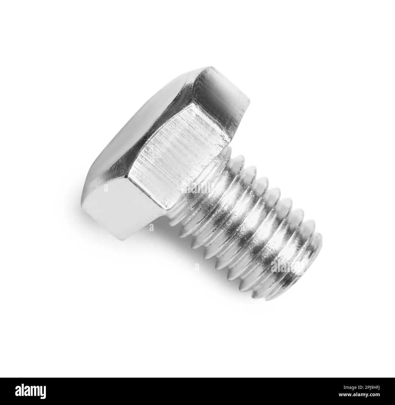 One metal bolt on white background, top view Stock Photo - Alamy