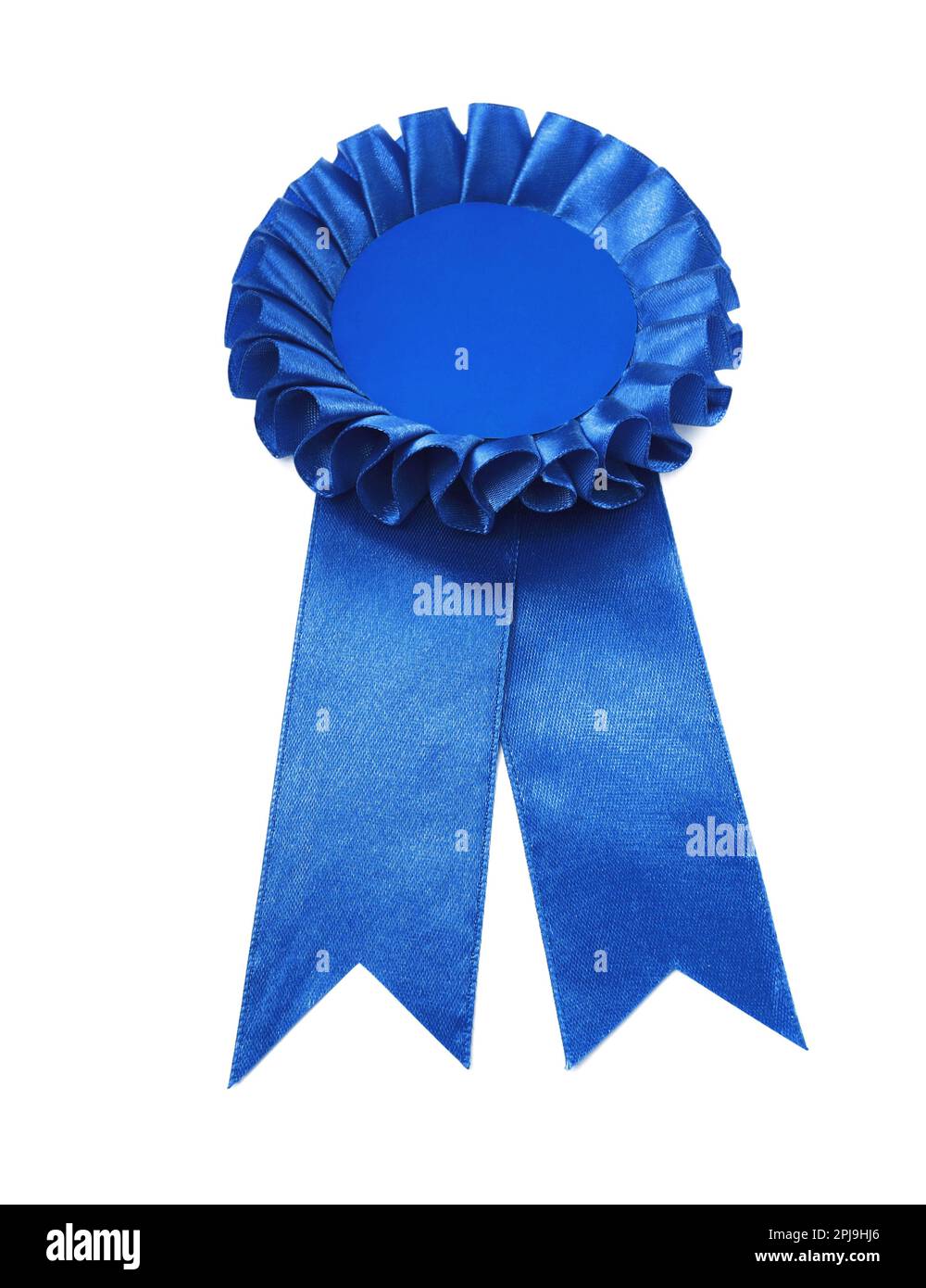 One blue award ribbon isolated on white Stock Photo - Alamy