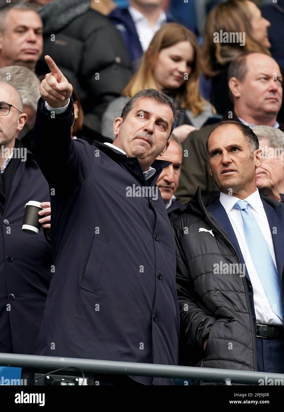 Manchester City chief executive Ferran Soriano (left) in the stands ...