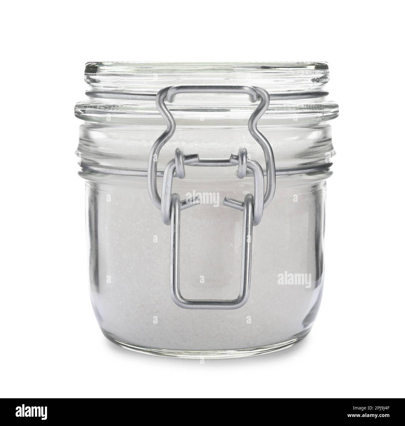 Granulated sugar in glass jar isolated on white Stock Photo - Alamy
