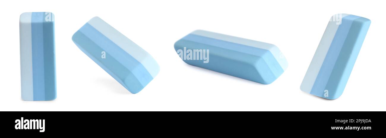 Collage of rubber erasers on white background. Banner design Stock ...