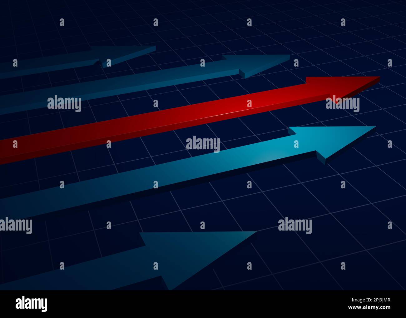 Competition concept. Arrows and red one outgrowing, graphic ...