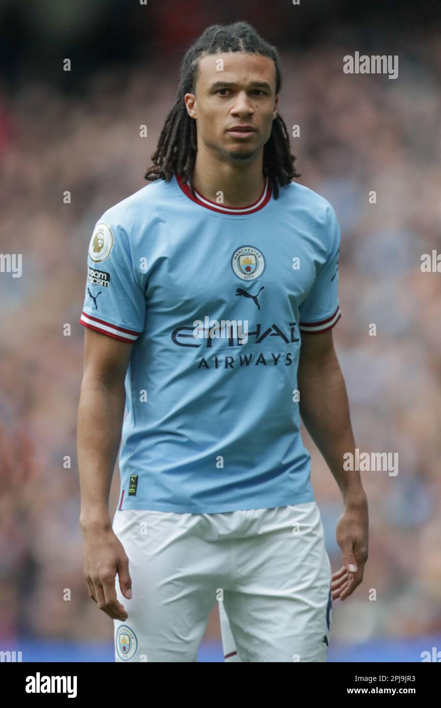 Nathan Aké #6 of Manchester City during the Premier League match ...