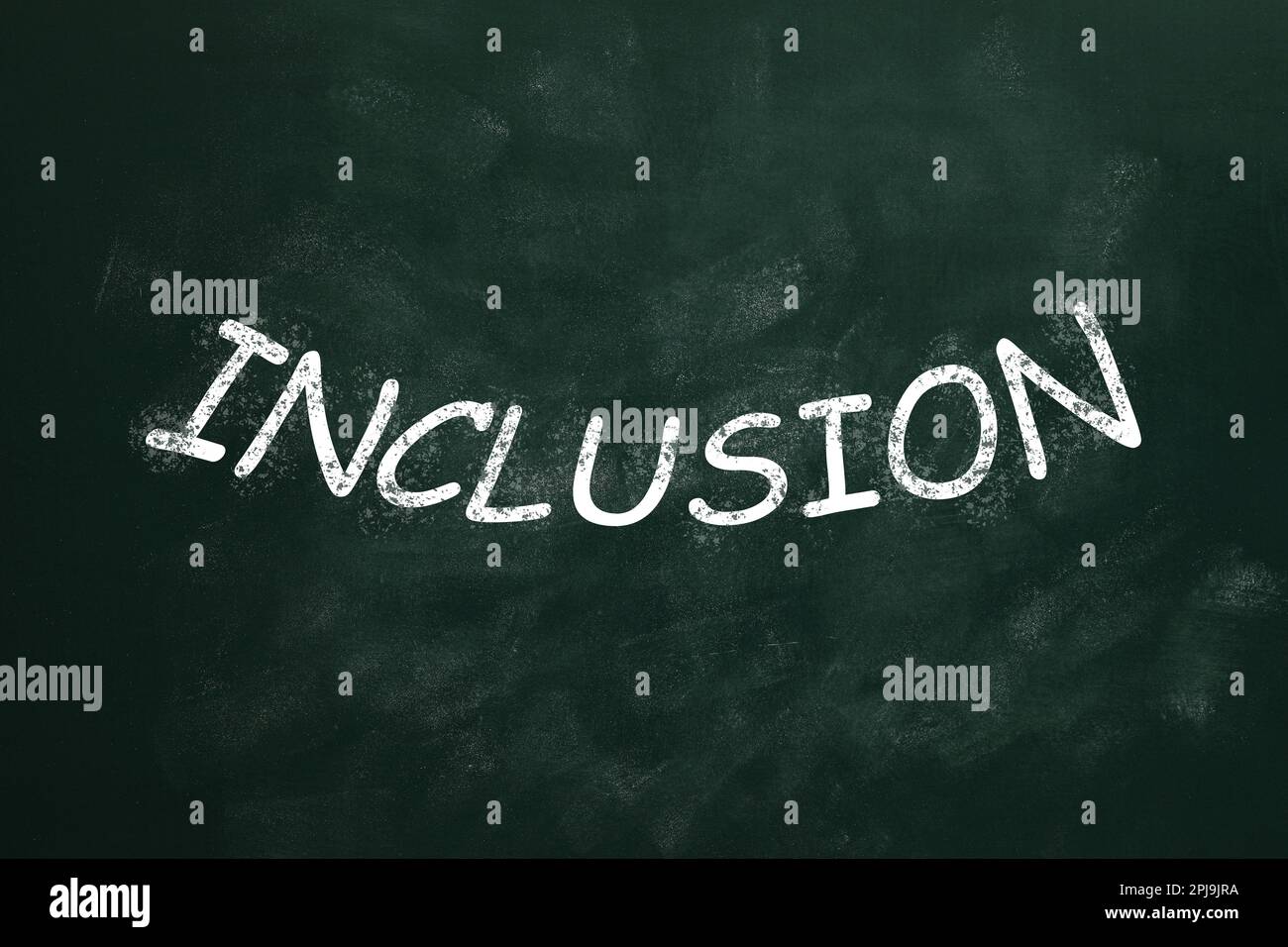 Word INCLUSION written on green chalkboard. DEI concept Stock Photo - Alamy