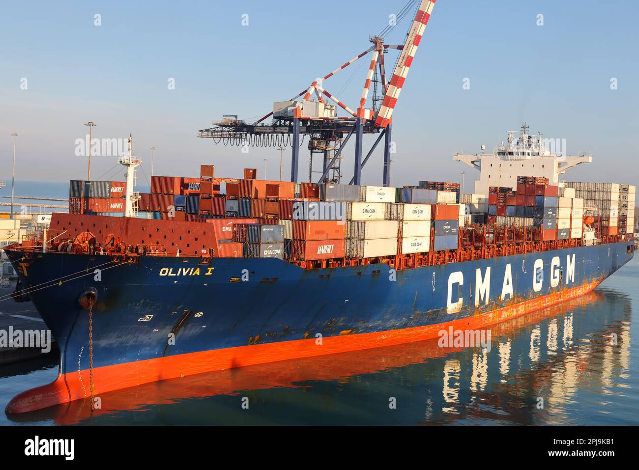 Livorno, Italy - 08 20 2023: Container terminal with stowed containers ...