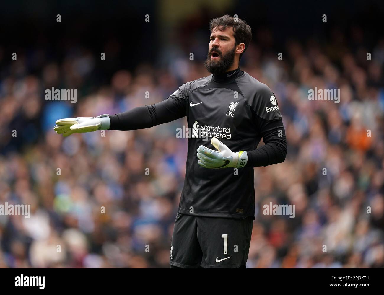 Liverpool goalkeeper Alisson Becker during the Premier League match at ...