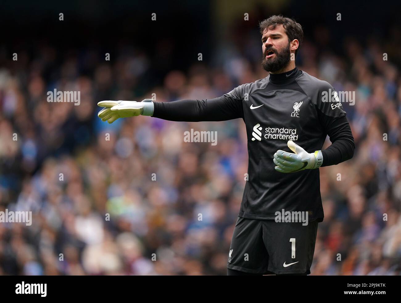 Liverpool goalkeeper Alisson Becker during the Premier League match at ...
