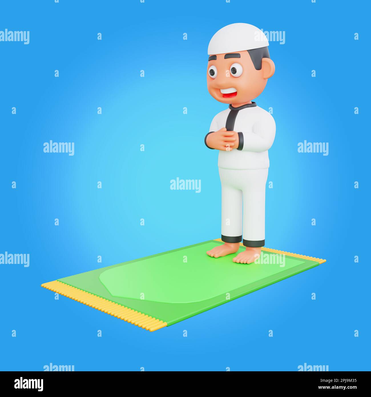3D Rendering of a Muslim Character Performing Prayer Movements Stock ...