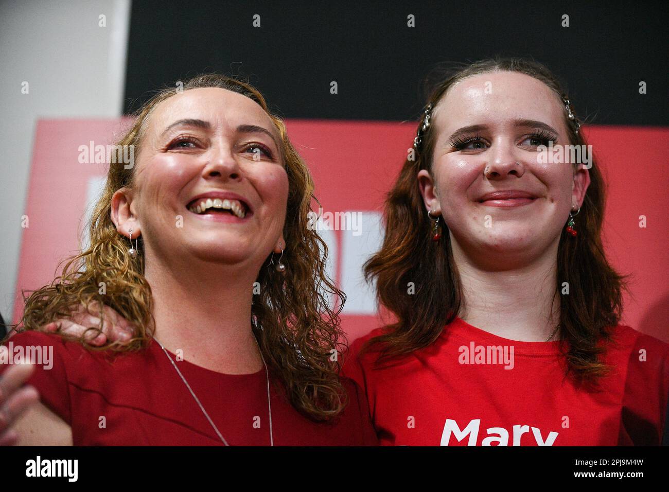 Aston, Australia, 1 April, 2023. Mary Doyle stands with her daughter ...