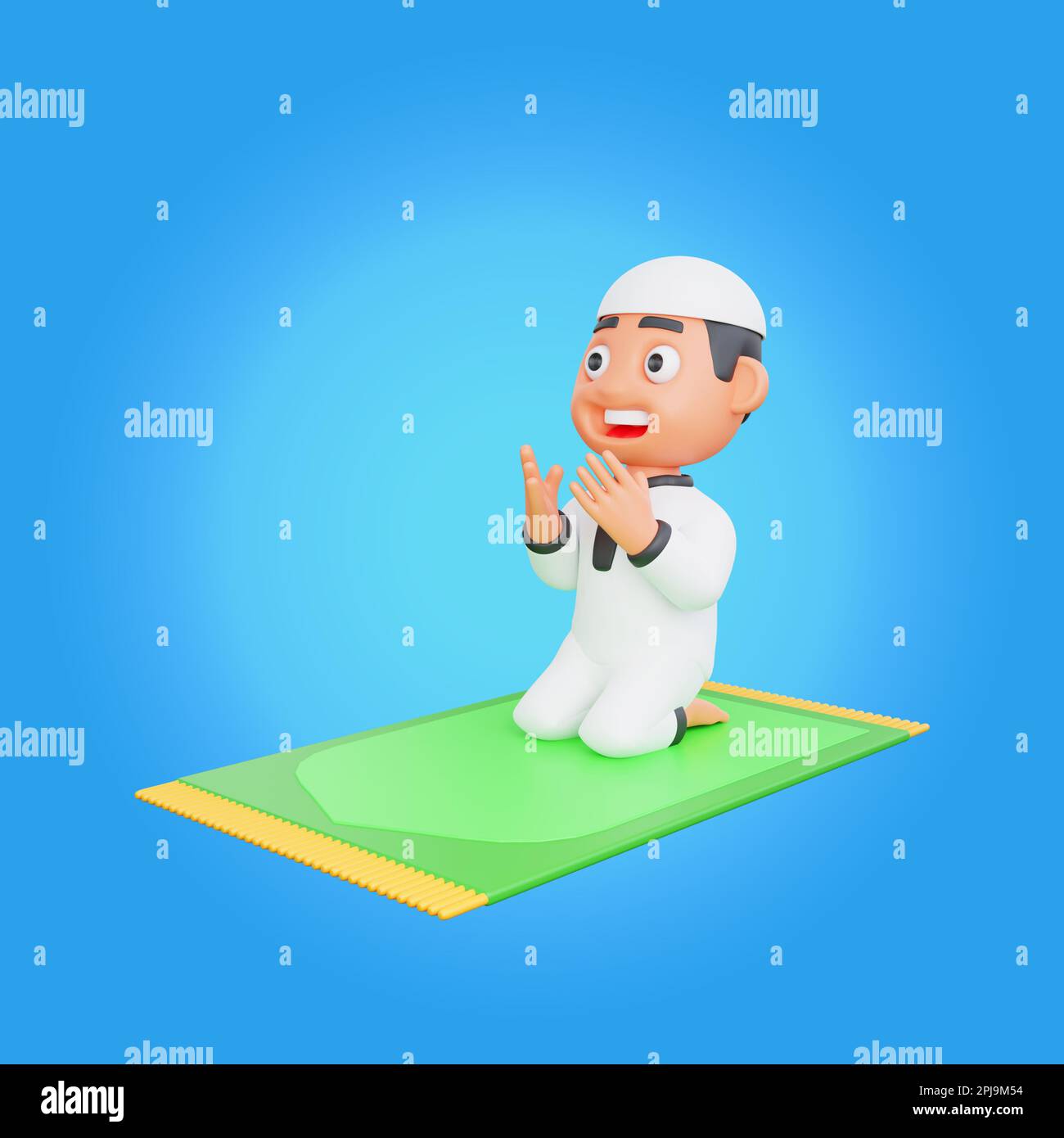 3D Rendering of a Muslim Character Performing Prayer Movements Stock ...