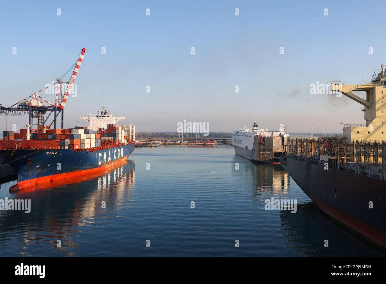 Livorno, Italy - 08 20 2023: Container terminal with stowed containers ...