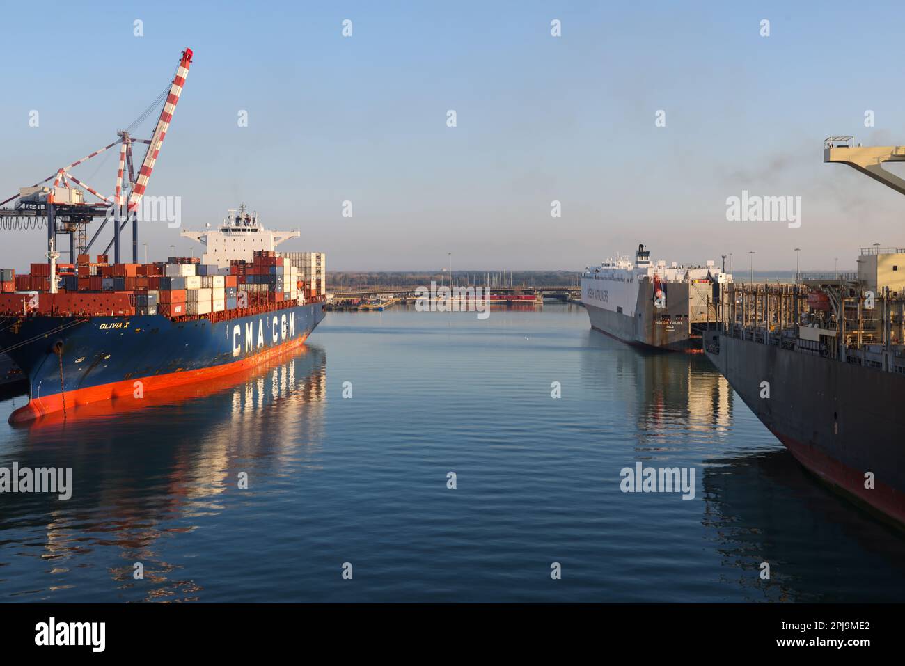 Livorno, Italy - 08 20 2023: Container terminal with stowed containers ...