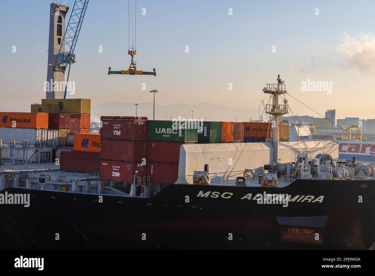 Livorno, Italy - 08 20 2023: Container terminal with stowed containers ...