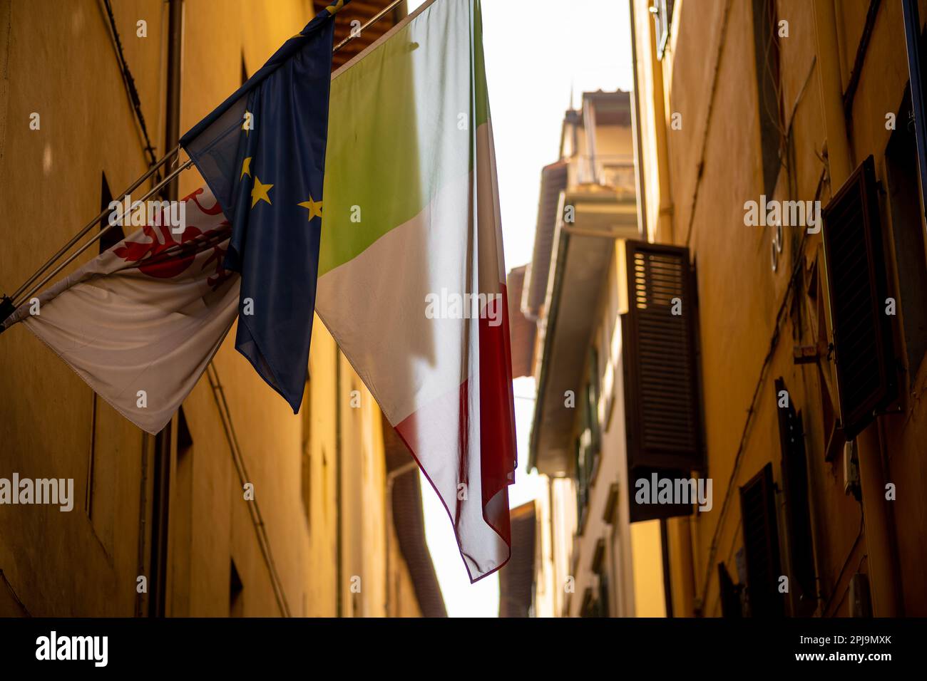 Italian national flag in the streets in Florence Stock Photo - Alamy