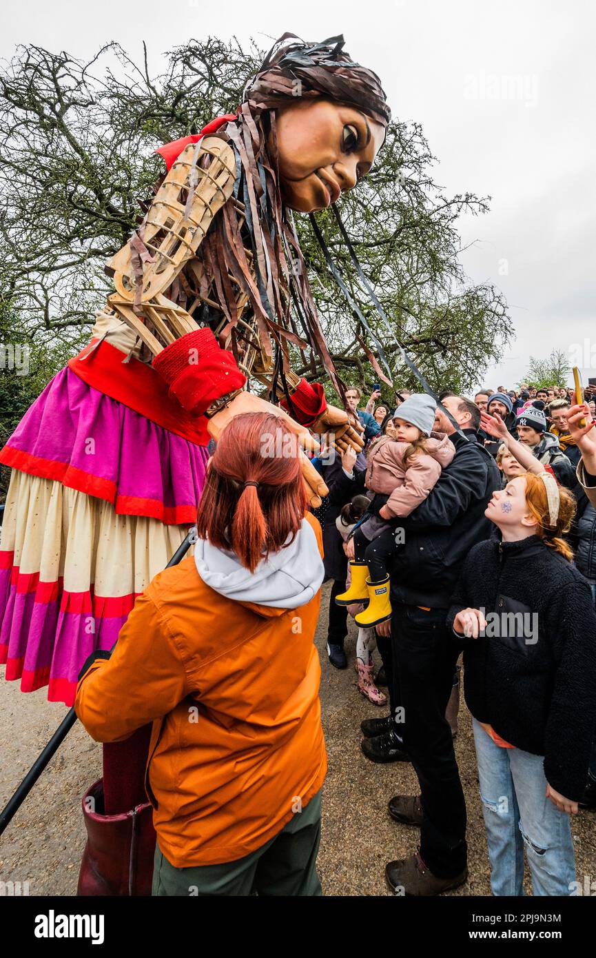London, UK. 1st Apr, 2023. Most children loved her, but a few were a ...