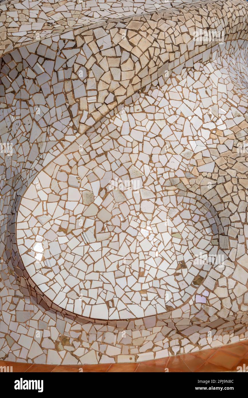 Helical-shaped details in the trencadís of one of the skylights ...