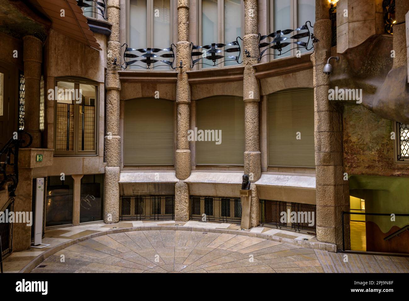 Inner courtyard of Casa Milà (La Pedrera) built by the architect Antoni ...