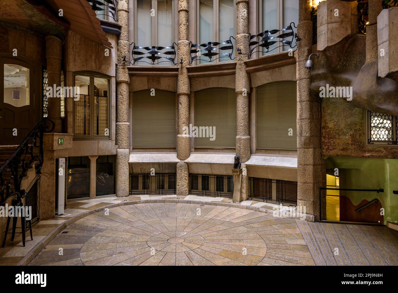 Inner courtyard of Casa Milà (La Pedrera) built by the architect Antoni ...