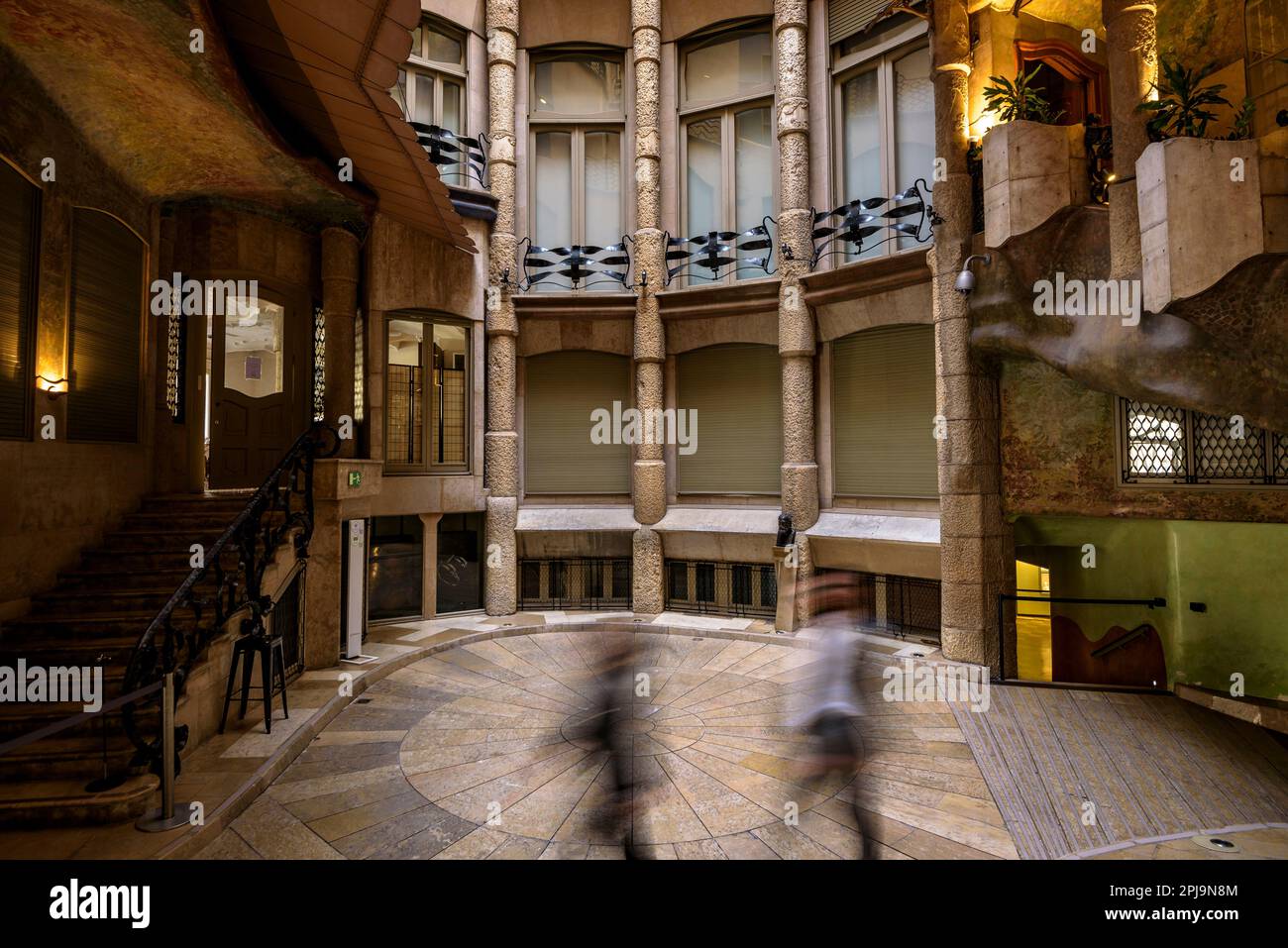 Inner courtyard of Casa Milà (La Pedrera) built by the architect Antoni ...