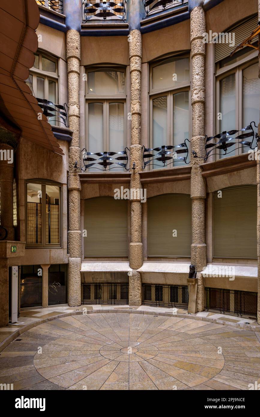Inner courtyard of Casa Milà (La Pedrera) built by the architect Antoni ...