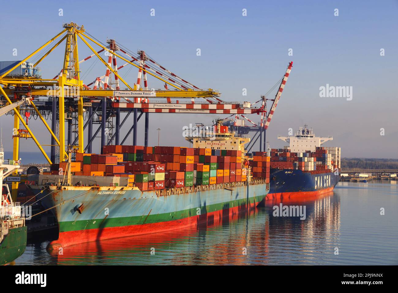 Livorno, Italy - 08 20 2023: Container terminal with stowed containers ...