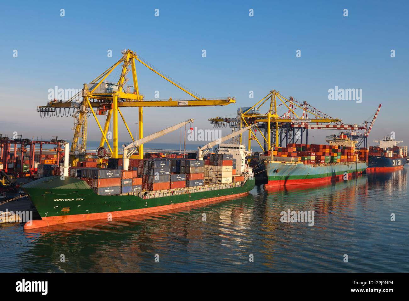 Livorno, Italy - 08 20 2023: Container terminal with stowed containers ...