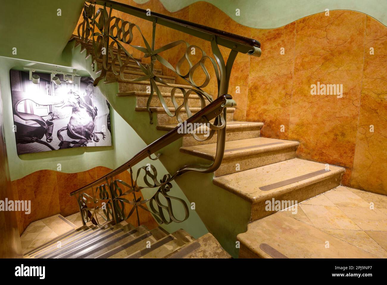 Stairs inside the Casa Milà - La Pedrera (Barcelona, Catalonia, Spain ...