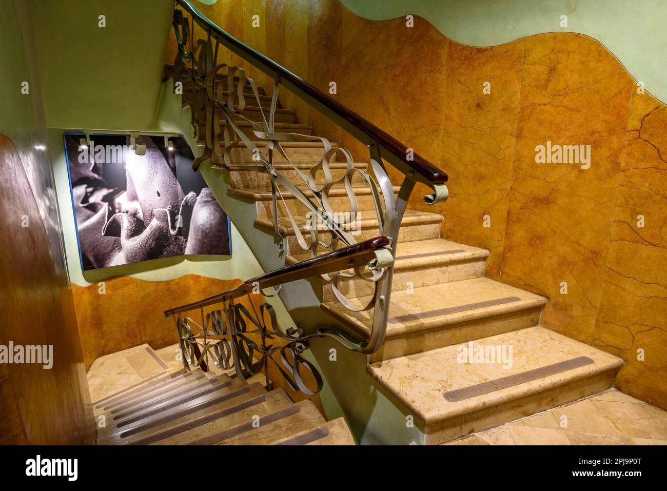 Stairs inside the Casa Milà - La Pedrera (Barcelona, Catalonia, Spain ...