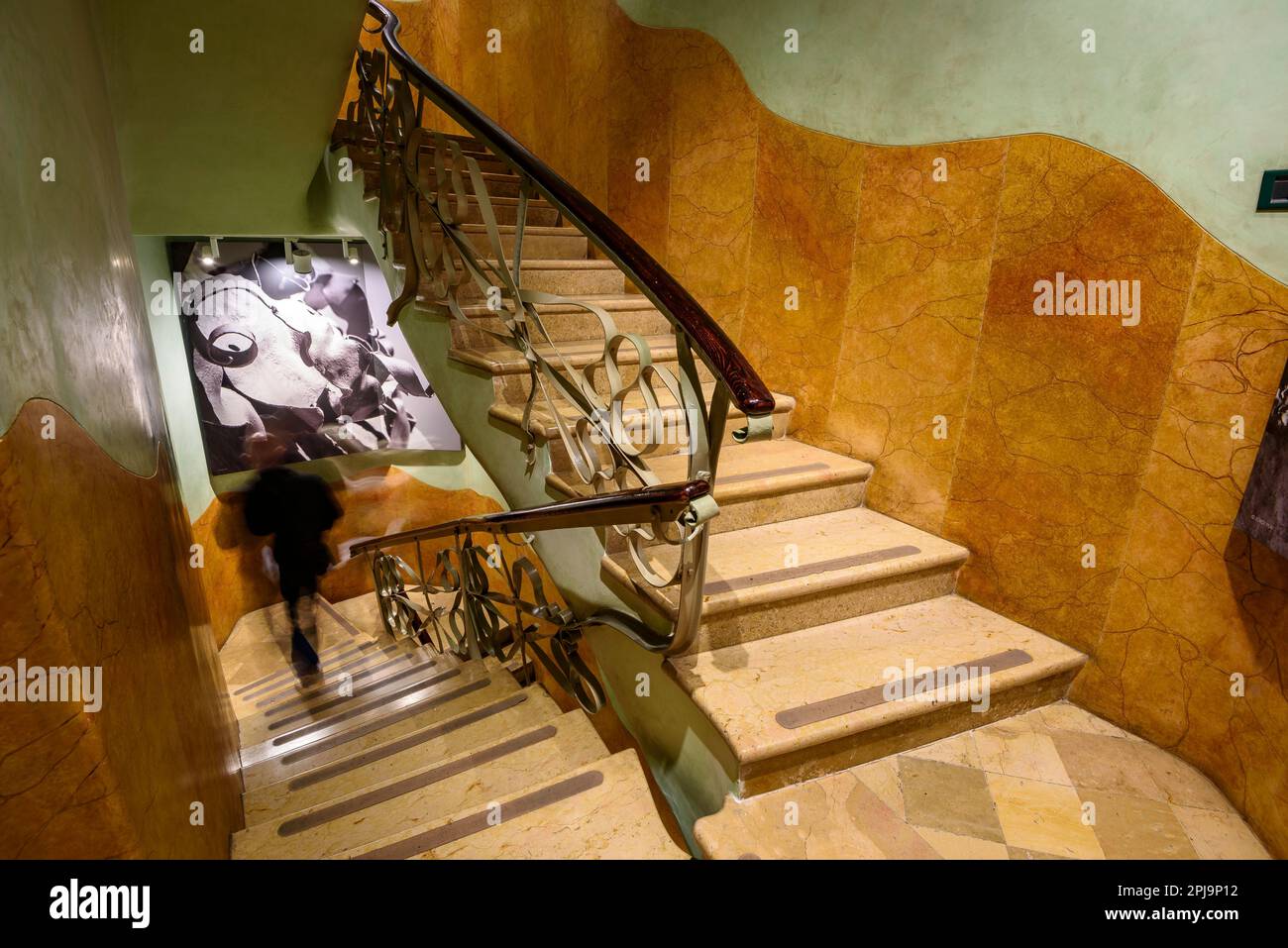 Stairs inside the Casa Milà - La Pedrera (Barcelona, Catalonia, Spain ...