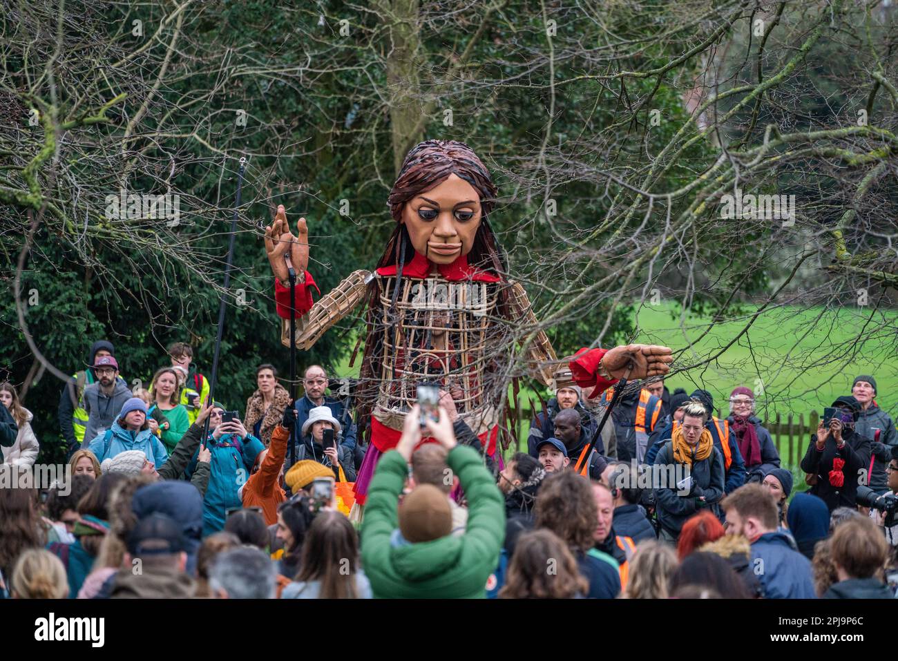 London UK 1 April 2023. Little Amal a 3.5m animatronic giant puppet of ...