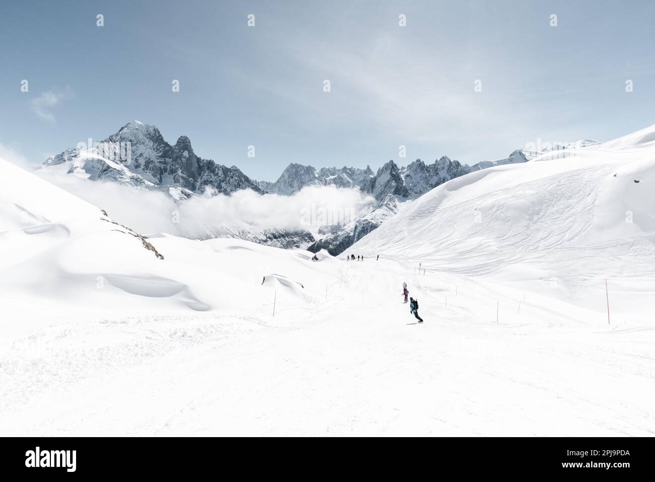 Mountain peaks in the French Alps in Europe. A wonderful high altitude ...